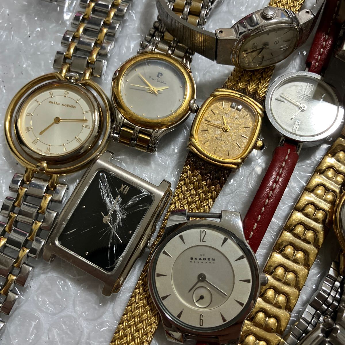 DUNHILL/Burberry's/GIVENCHY/coach/BALLY/ELGIN/agnis b/SKAGEN/Benetton等 ブランド腕時計まとめ売り 15点セット ジャンク ...