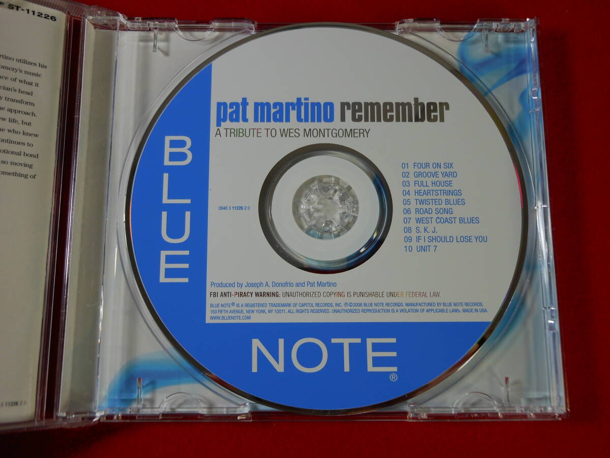 パット マルティーノ / remember / A TRIBUTE TO WES MONTGOMERY / Pat Martino / BLUE NOTE RECORDS 0946 3 ...