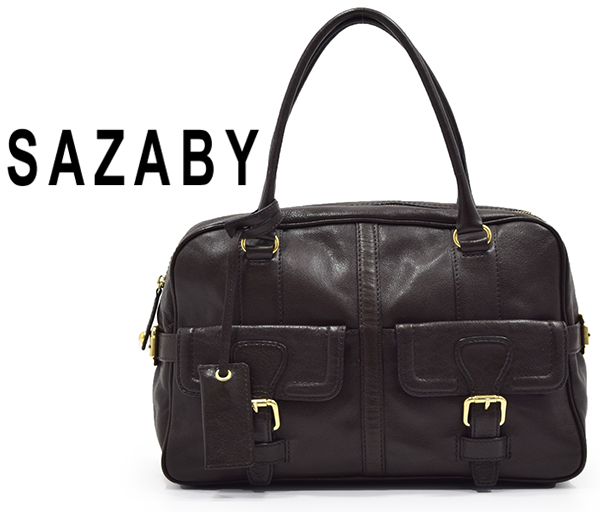 サザビー SAZABY 牛革 レザーハンドバッグ/トートバッグ こげ茶(かばん、バッグ)｜売買されたオークション情報、yahooの商品情報を ...