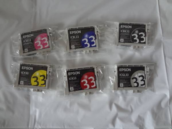 EPSON エプソン 純正インク ICGL33，ICBK33 ICBL33 ICR33，ICM33，ICY33の6本セット(エプソン)｜売買さ ...