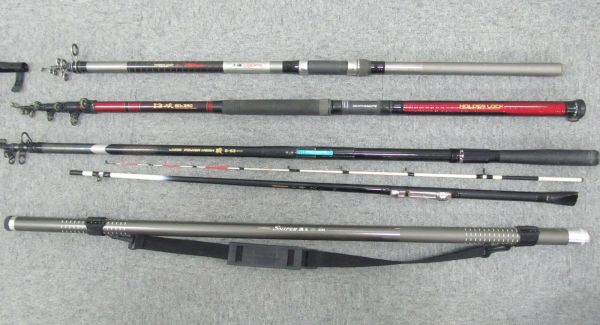 ルアーロッド4本 タモ1本 DAIWA 海峡 磯 5-53 NFT 大磯 4-53 URBAN FISHING ROD キス SNIPER 磯 ...