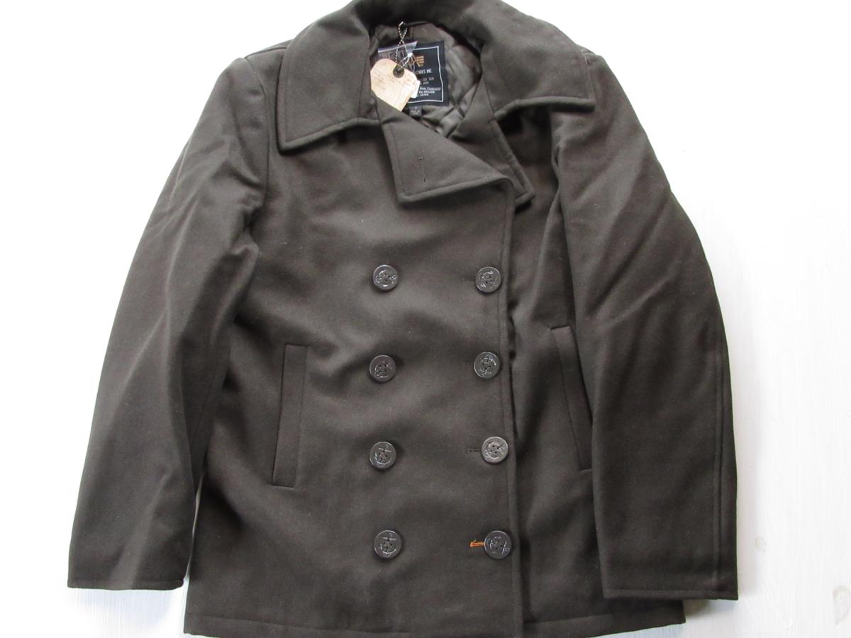 1円 ALPHA アルファ Ensign Peacoat アルファ ピーコート MJE41021 サイズS DARK OLIVE(Sサイズ ...