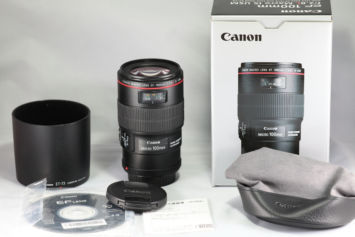 極上 Canon EF100mm F2.8L Macro IS USM with Lens Case LP1219 and Lens Food ...