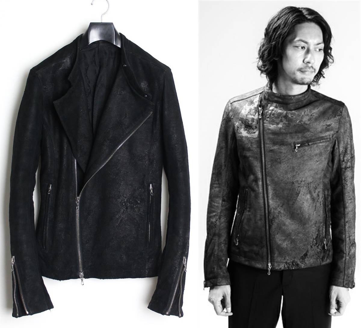 SHELLAC 14AWレザーライダース48ニベ革セミダブル牛革バッファロースキン スエード ヌバック デストロイ加工5351/ABAHOUSE関連メンズ(ジャケット、上着)｜売買された ...