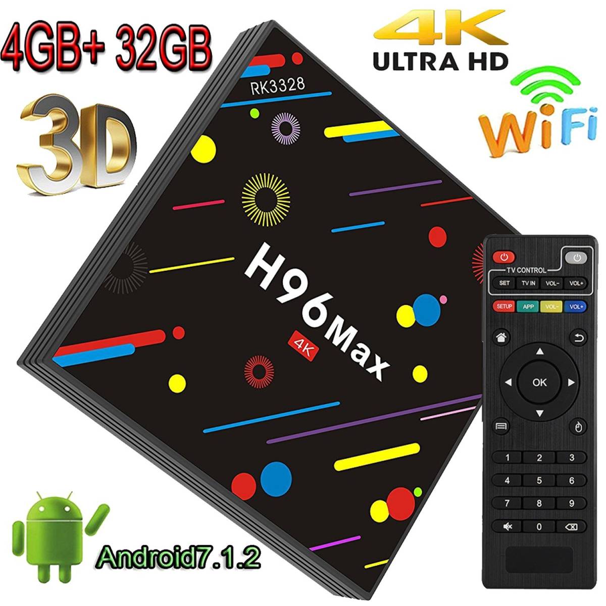 android tv box H96 テレビセット アンドロイド H96 MAX 4G 32G RK3328 スマート4K TVボックス(その ...