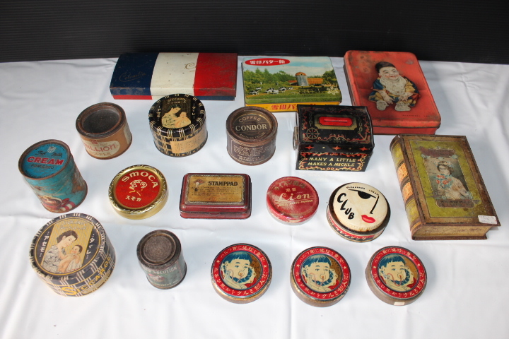 昭和レトロ アンティーク缶 レトロ缶 空き缶 CONDOR COFFEE 雪印バター飴 花人形ミルク ライオン歯磨き MILLON 大量セット ...