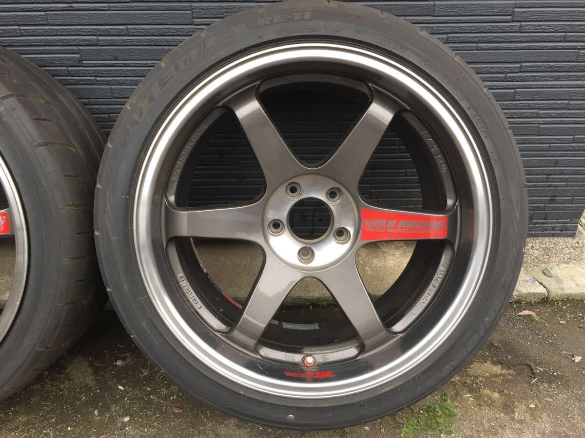 訳あり RAYS TE37SL 19×10.5J ＋22 275/35R19 ブリジストンRE‐11 2本セット GTR ドリフト ドリケツ ...