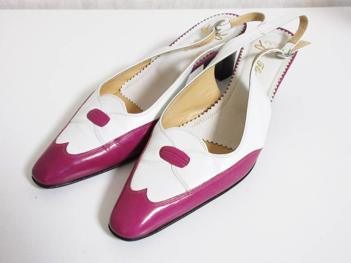 アルカ ALKA flex レザー バックストラップ パンプス バイカラー 白 紫系 36 1/2 OW1812 南57(ホワイト系)｜売買されたオークション情報、yahooの商品情報を ...