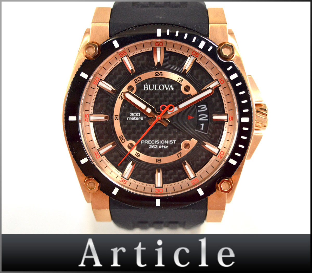 66929 BULOVA ブローバ/ プレシジョニスト/ メンズウォッチ 腕時計 クォーツ/ ブラック ゴールド 黒/ デイト 日付 ラウンド ...