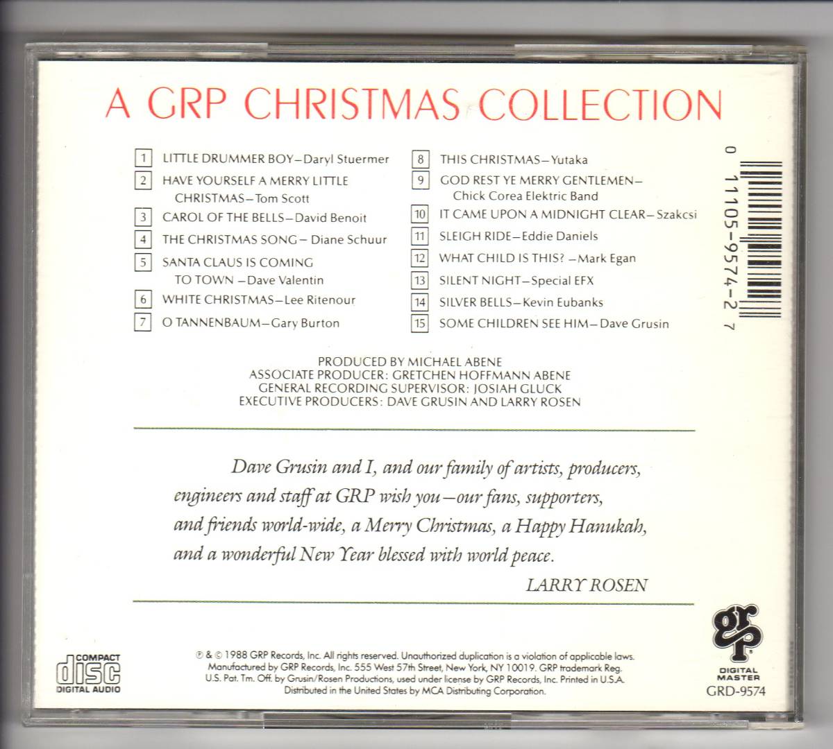 1017 CD A GRP CHRISTMAS COLLECTION 2 GRP GRD-9574 輸入盤 1988年録音(ジャズ一般)｜売買 ...