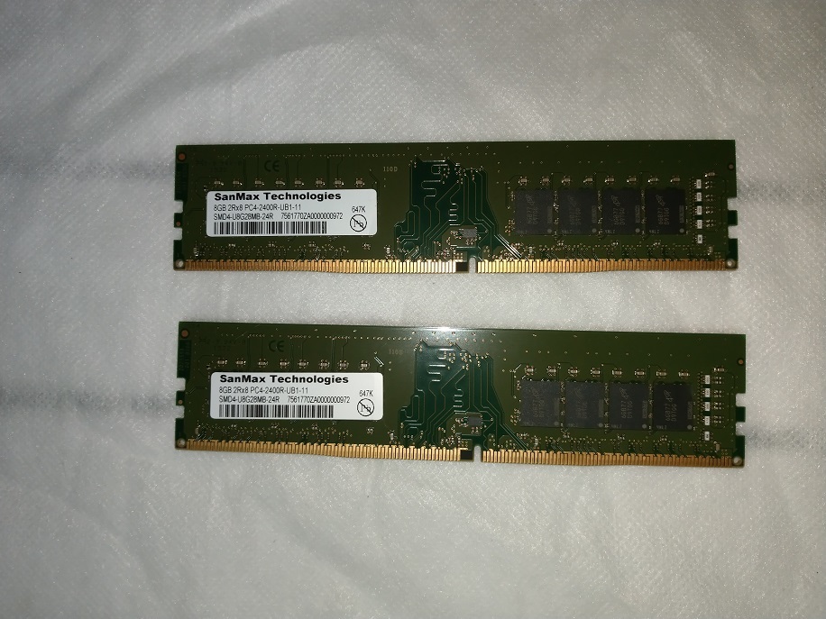 8GB 2枚組 SanMax SMD4-U8G28MB-24R DDR4-2400 8GB 2Rx8 PC4-2400R-UB1-11(その他 ...