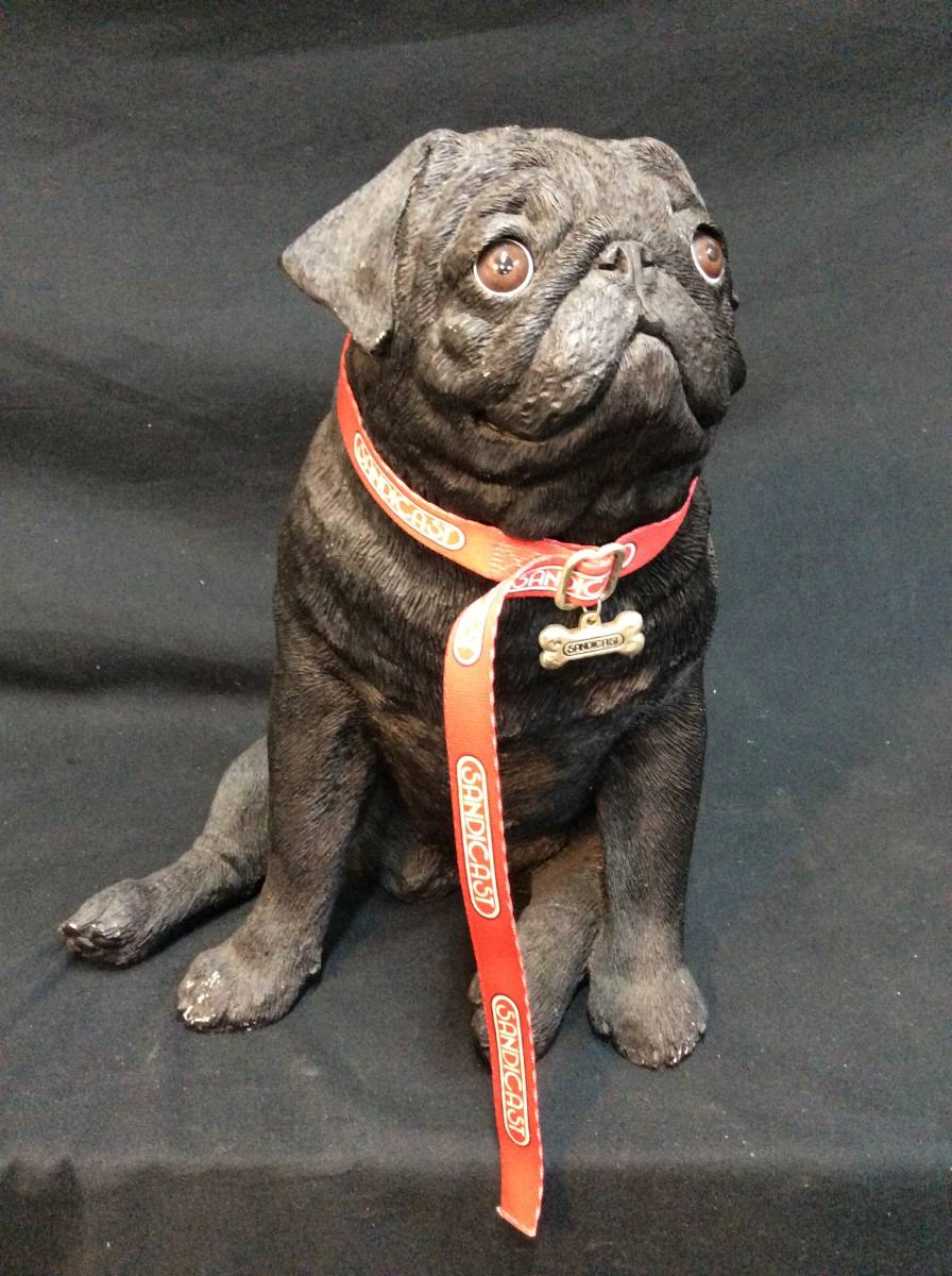 SANDICAST/サンディキャスト PUG/パグ LS541 犬型 置物 黒色/BLACK/BLK リアル オブジェ アメリカ製 中国製 ...