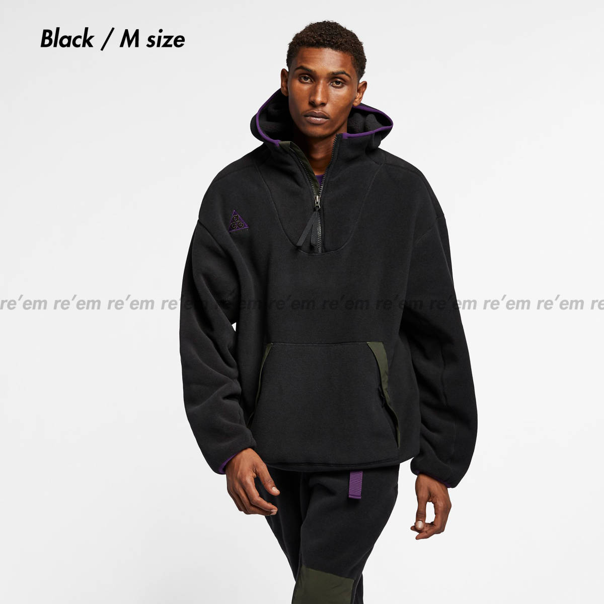 国内正規品タグ付き NIKE LAB ACG 2018 18 FW AW M SHERPA FLEECE HOODIE BLACK M ...