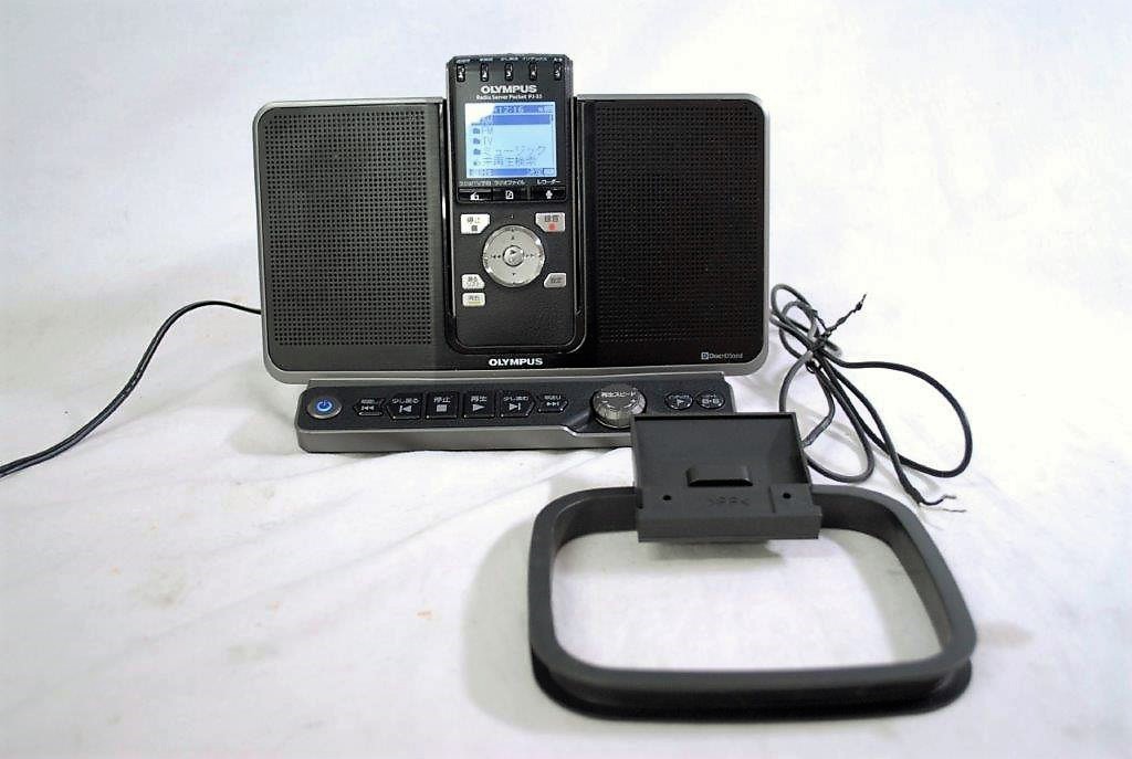 OLYMPUS オリンパス ラジオサーバーポケット PJ-35 CR19 ICレコーダー＆アンテナステーションスピーカー ラジオ録音(IC ...