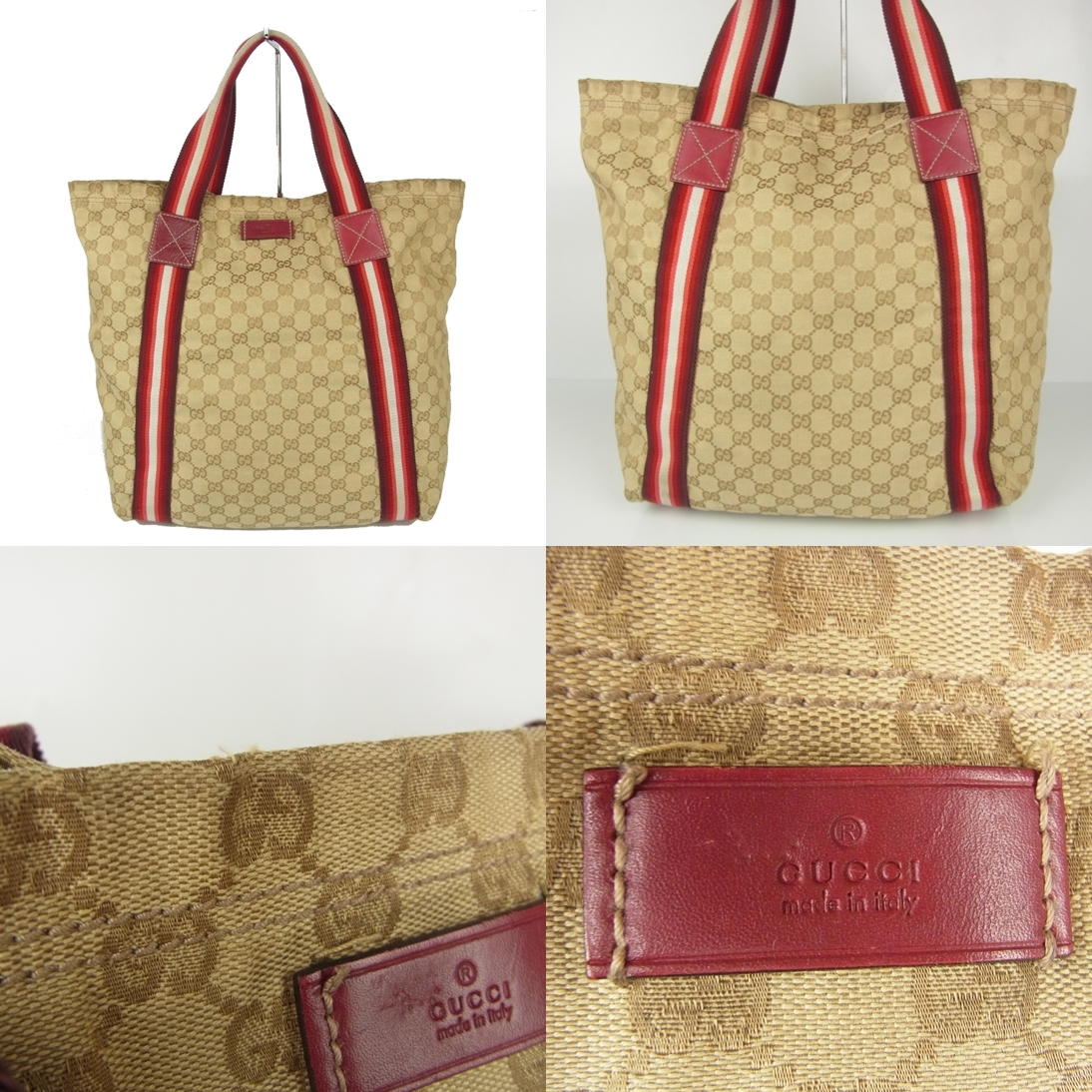 グッチ GUCCI A4収納可能 GG キャンバス シェリー ウェビングライン トート ハンド バッグ イタリア製 ベージュ 9028bkac ファッション