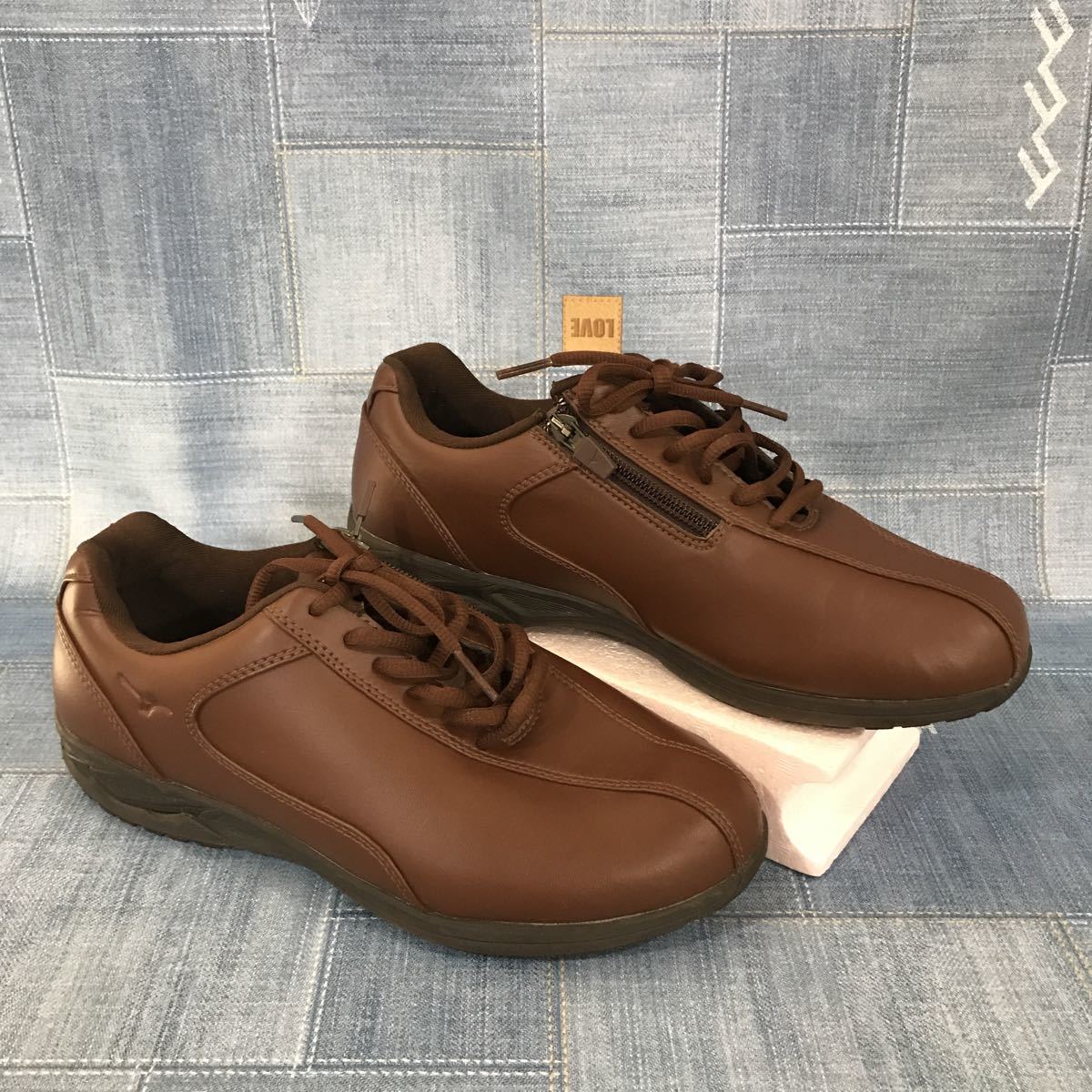 D0226 MIZUNO ミズノ B1GR145256 メンズ ウォーキング シューズ サイドファスナー 茶 25.0cm 着脱ラクラク 紳士 ...