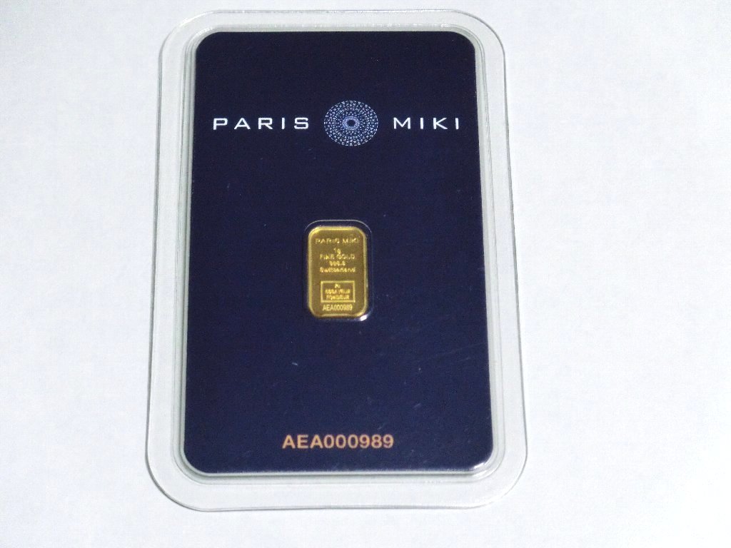 純金 K24 インゴット PARIS MIKI 1g シリアルナンバーあり ペンダントトップ等に 金運UP ③(金)｜売買されたオークション ...