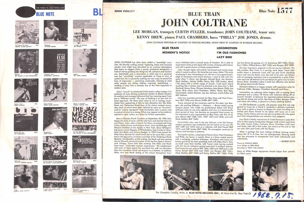 a0159/LP/米/BLUE NOTE/RVG刻印/DG/John Coltrane/Blue Train(ジャズ一般)｜売買されたオークション情報、yahooの商品情報をアーカイブ公開 ...