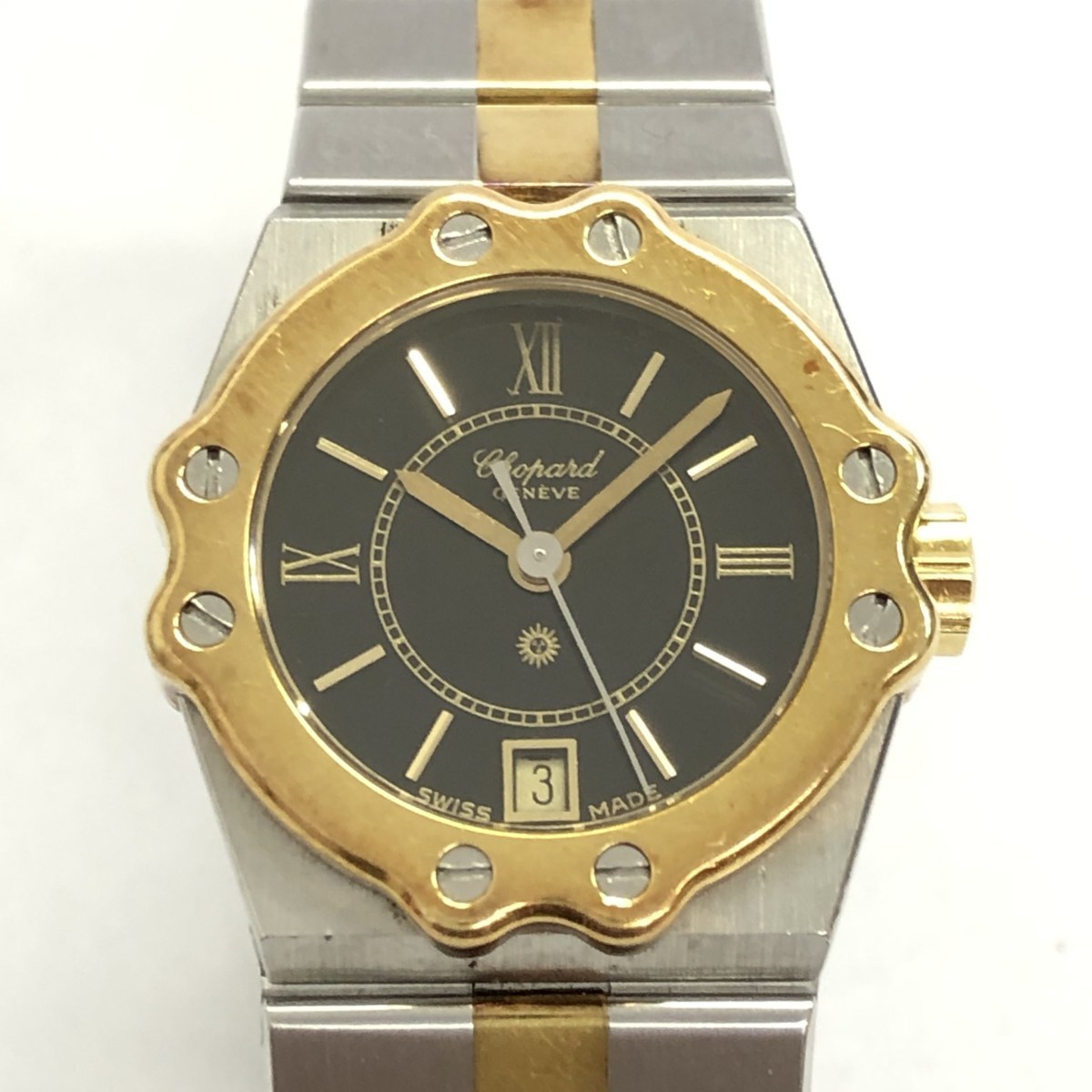 ショパール Chopard サンモリッツ 8024 クォーツ 腕時計 レディース ウォッチ YG コンビ イエローゴールド 黒文字盤 ブラック QZ 不動品(ショパール)｜売買された ...