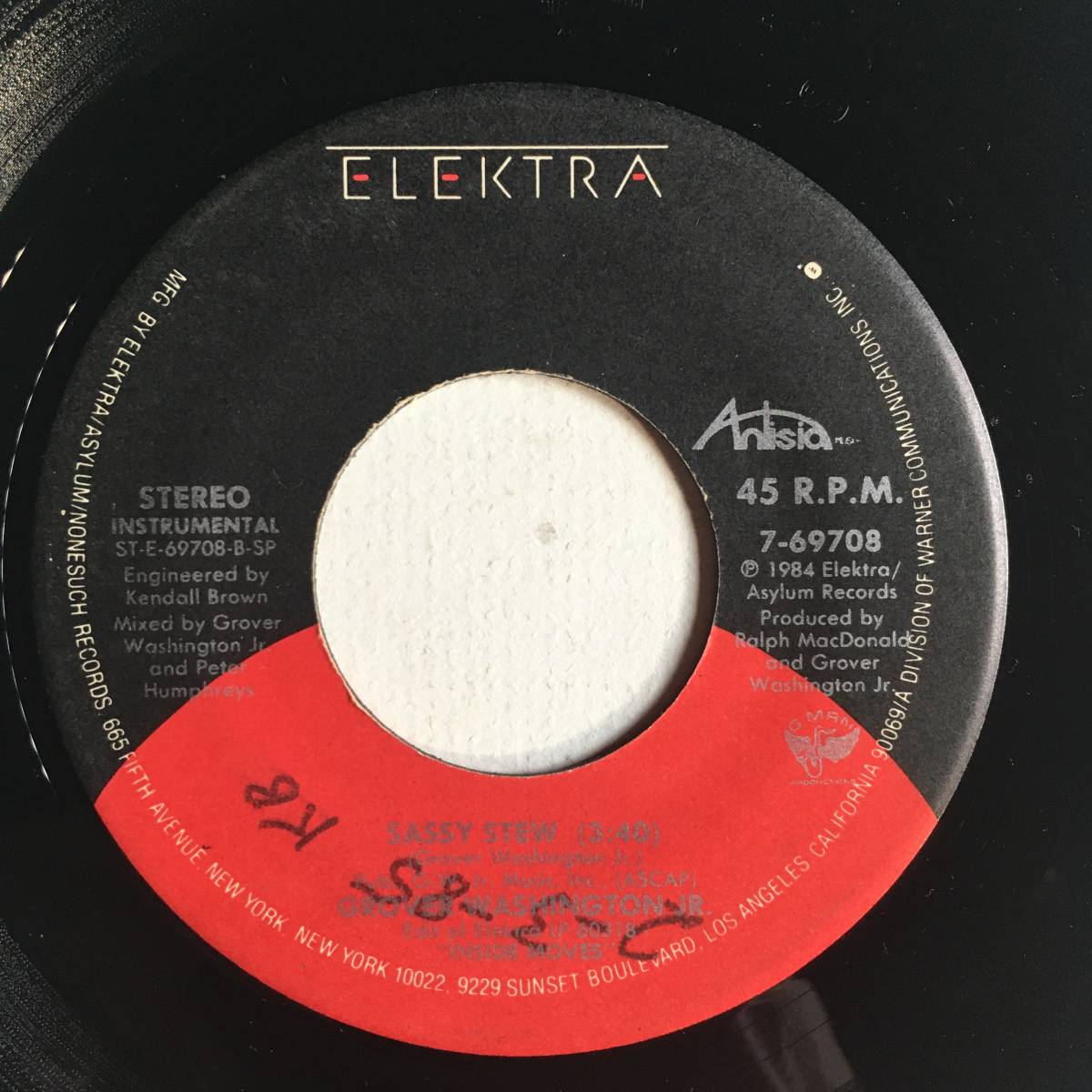 US 7” GROVER WASHINGTON JR. SASSY STEW / INSIDE MOVES 45 シングル(フュージョン ...