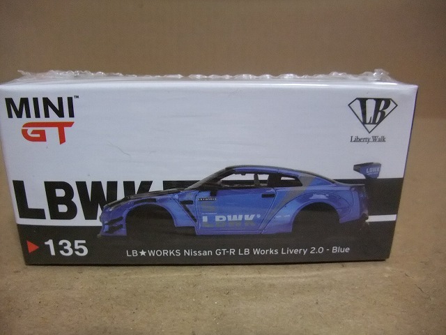 TSM Mini GT 1/64 Nissan GT-R R35 135 Type2 Rear Wing Ver3 LB-Works Blue ...