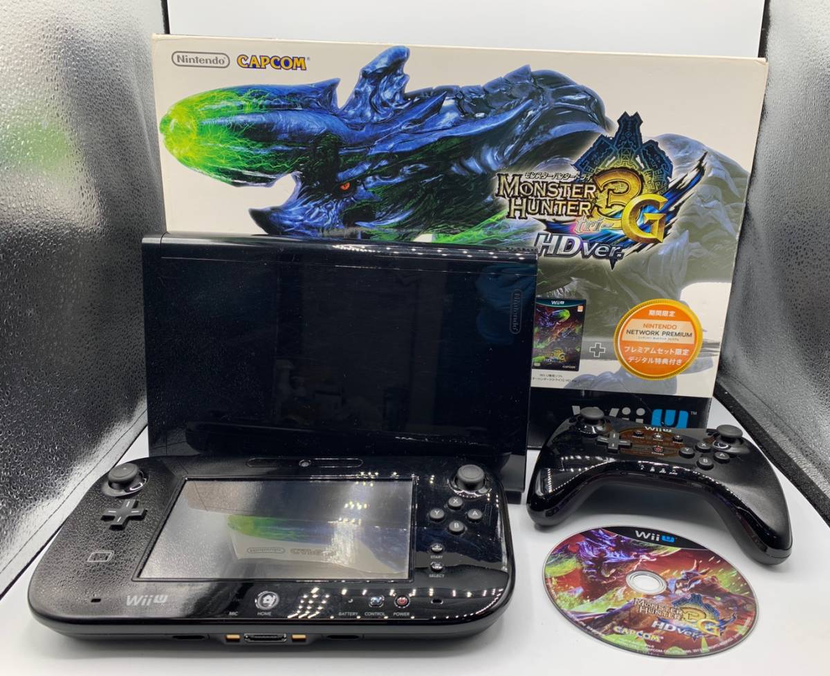 3-246//Nintendo CAPCOM Wii U プレミアムセット モンスターハンター 3 トライ G 本体セット 付属品完備 外箱 ...