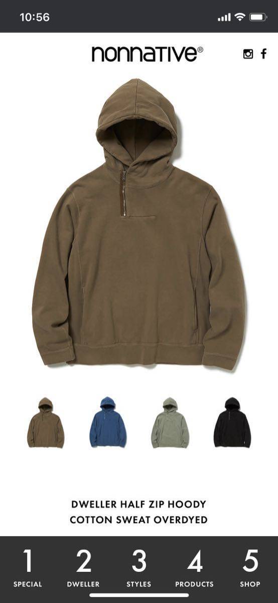 nonnative 20ss DWELLER HALF ZIP HOODY COTTON SWEAT OVERDYED(トップス)｜売買されたオークション情報、yahooの商品情報をアーカイブ ...