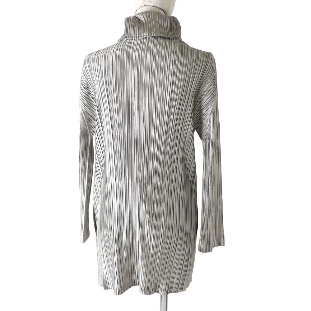 極 正規品 PLEATS PLEASE プリーツプリーズ／イッセイミヤケ PP31-JA102 ハイネック プリーツ ラップコート グレー ...