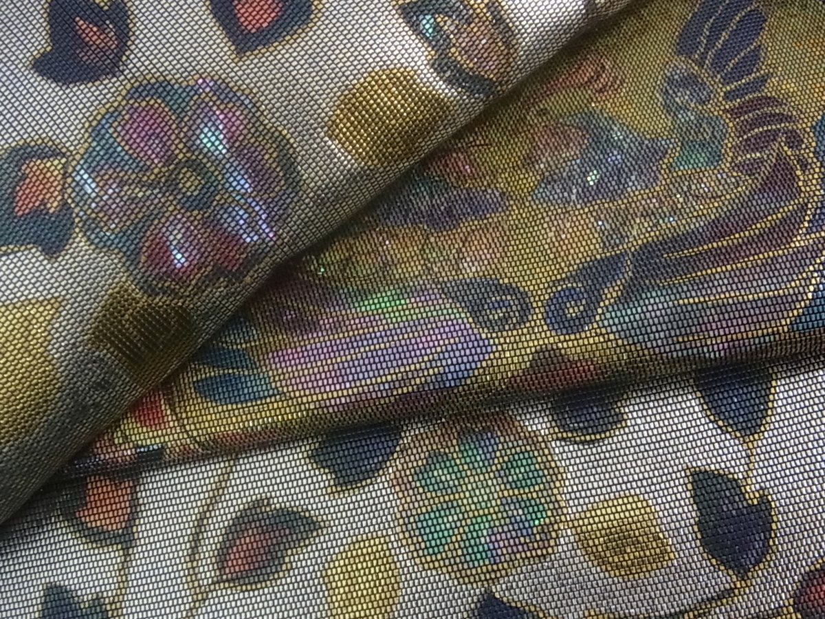 花美人 太鼓柄袋帯 螺鈿箔 手織り 向かい鳥更紗花文 金銀彩 逸品 ic1110(仕立て上がり)｜売買されたオークション情報、yahooの商品 ...