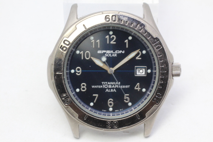 SEIKO ALBA EPSILON TITANIUM SOLAR 10BAR MOVEMENT JAPAN 稼働品 品時計ヘッド(アルバ ...