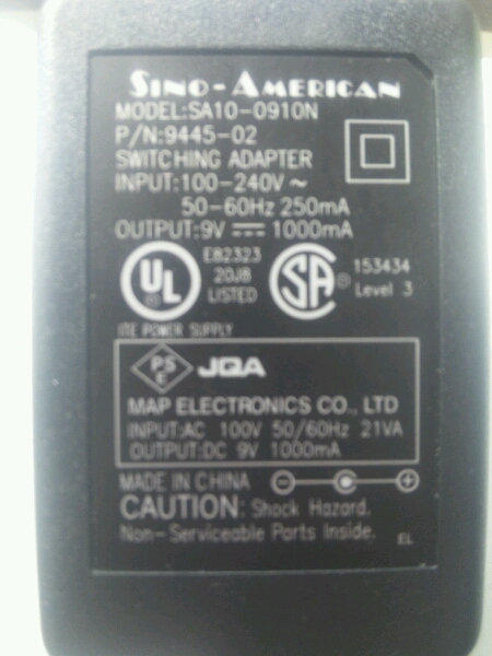 SINO-AMERICAN ACアダプター SA10-0910N 9V 電源/ADAPTER(変圧器、アダプター)｜売買されたオークション情報 ...