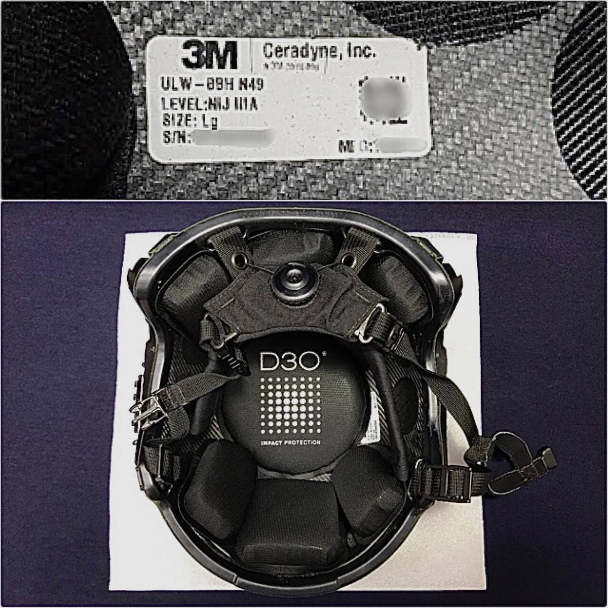3M Ceradyne Avon ULW BBH N49 Large uhmwpe/team wendy/crye/ops core/lbt ...