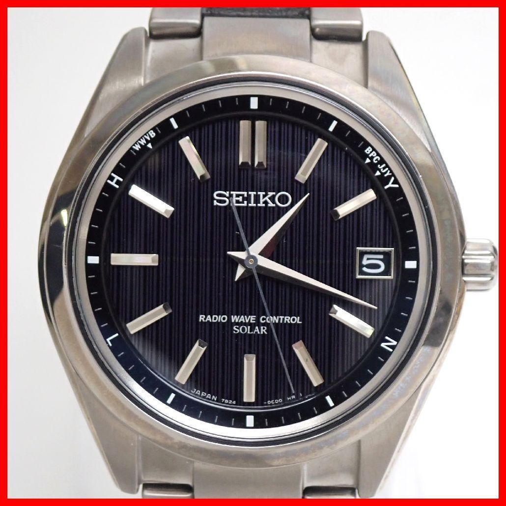 1円 SEIKO/セイコー BRIGHTZ/ブライツ SAGZ083 電波ソーラー腕時計 黒文字盤/シルバー/チタン/10気圧防水/外箱等付属 ...