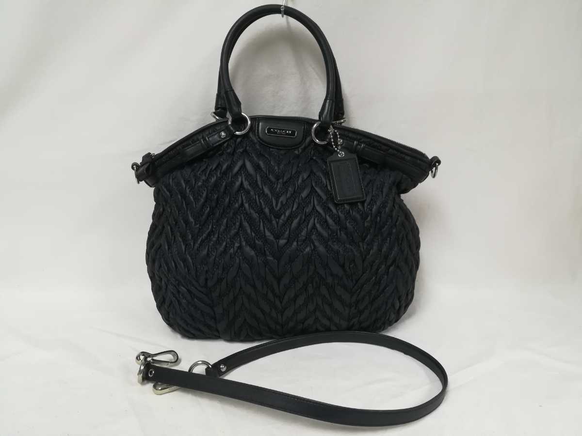 COACH コーチ ハンドバッグ 2way ブラック F18634 ギャザー ショルダーバッグ バッグ レザー マディソンキルティッドシェブロン 1122(ハンドバッグ)｜売買された ...
