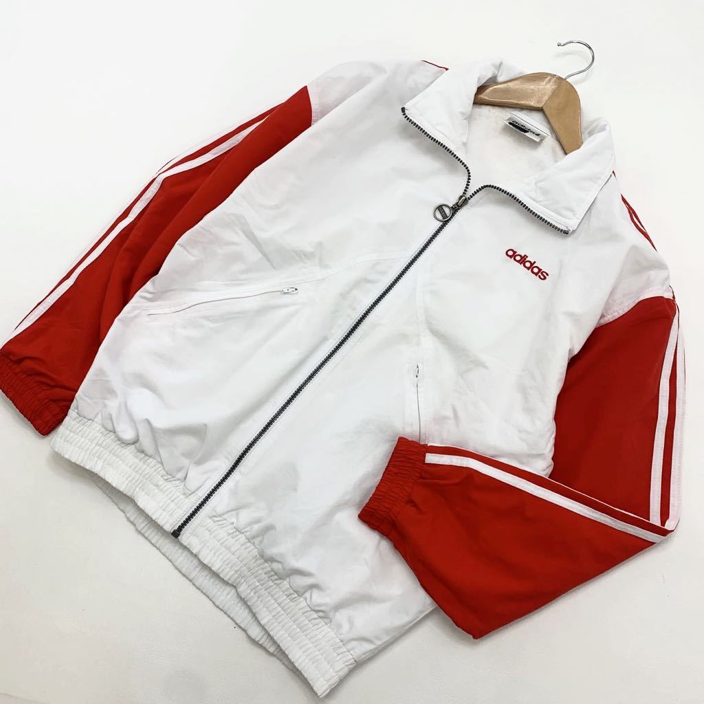 アディダス adidas レッド × ホワイト ナイロンジャケット ジップアップ ウィンドブレーカー 襟内側汚れ有 L サイズ CB114(ジャンパー、ブルゾン)｜売買されたオークション情報 ...