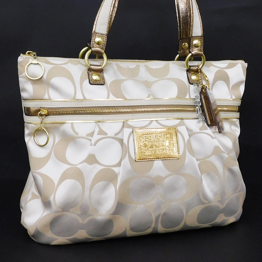 1円 コーチ トートバッグ 15316 シグネチャー ポピー ベージュ系×ゴールド系 レディース COACH Bsr(トートバッグ)｜売買され ...