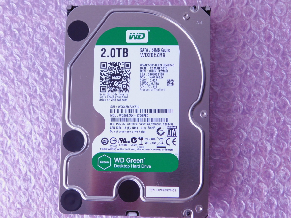 2TB 富士通純正 WESTERN DIGITAL WD20EZRX 2TB SATA 3.5 HDD SMART正常品 現物写真有 使用 ...