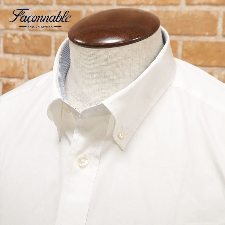 1円/Faconnable/Mサイズ/訳 ボタンダウン シャツ さらっとブロード 鳥エンブロイダリー キレカジ お洒落 長袖 /白/ホワイト ...