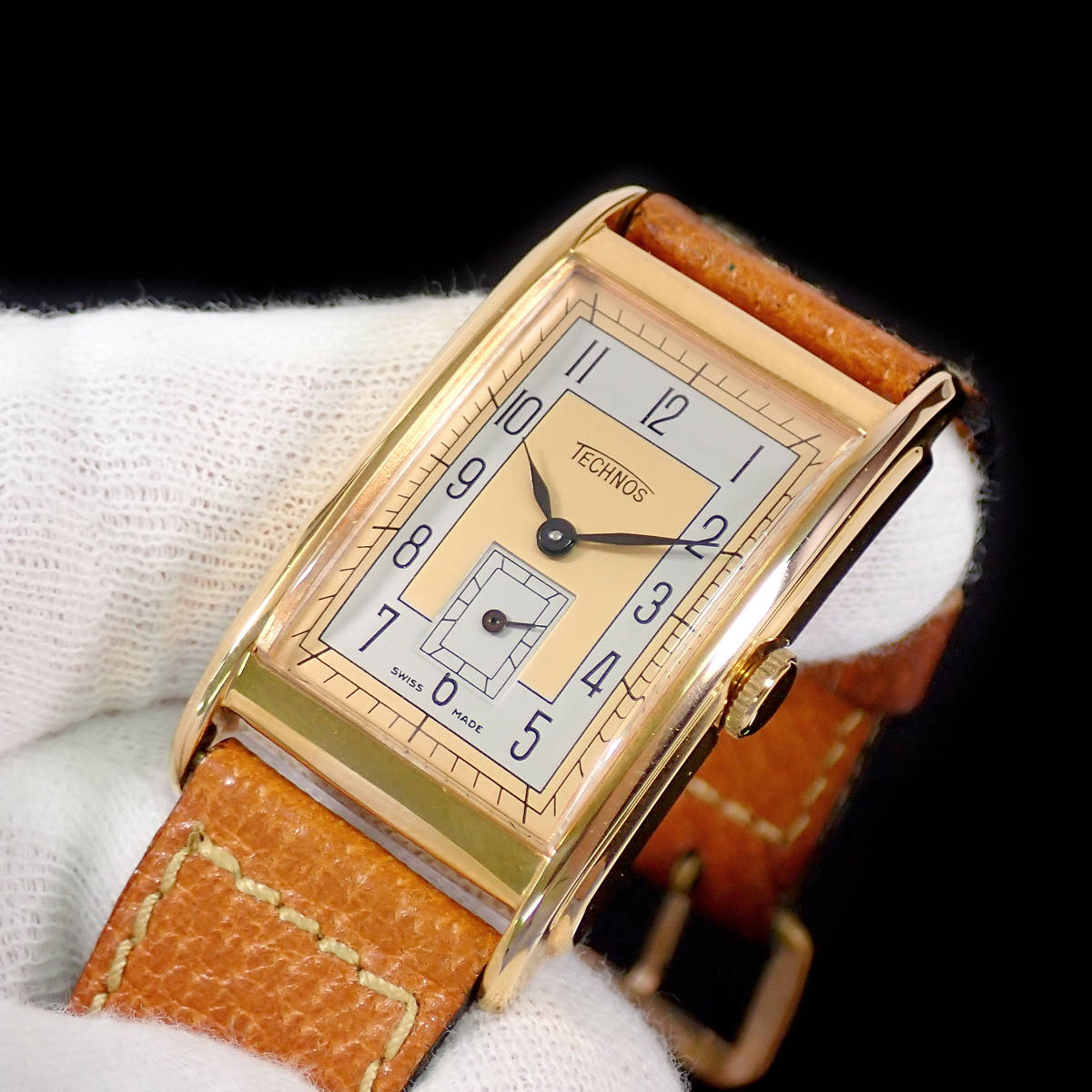 テクノス スモセコ 手巻き 12408 スクエア ゴールド シルバー/ゴールド文字盤 点検 TECHNOS ETA.138 001(テクノス)｜売買されたオークション情報、yahooの商品情報 ...
