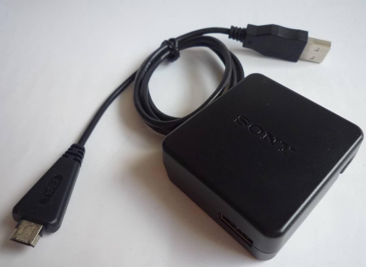 純正 SONY ソニー ACアダプタ USB充電器 充電器 AC-UB10 5V 500mA 0.5A デジカメ用 Type3ケーブル付き 黒 ...