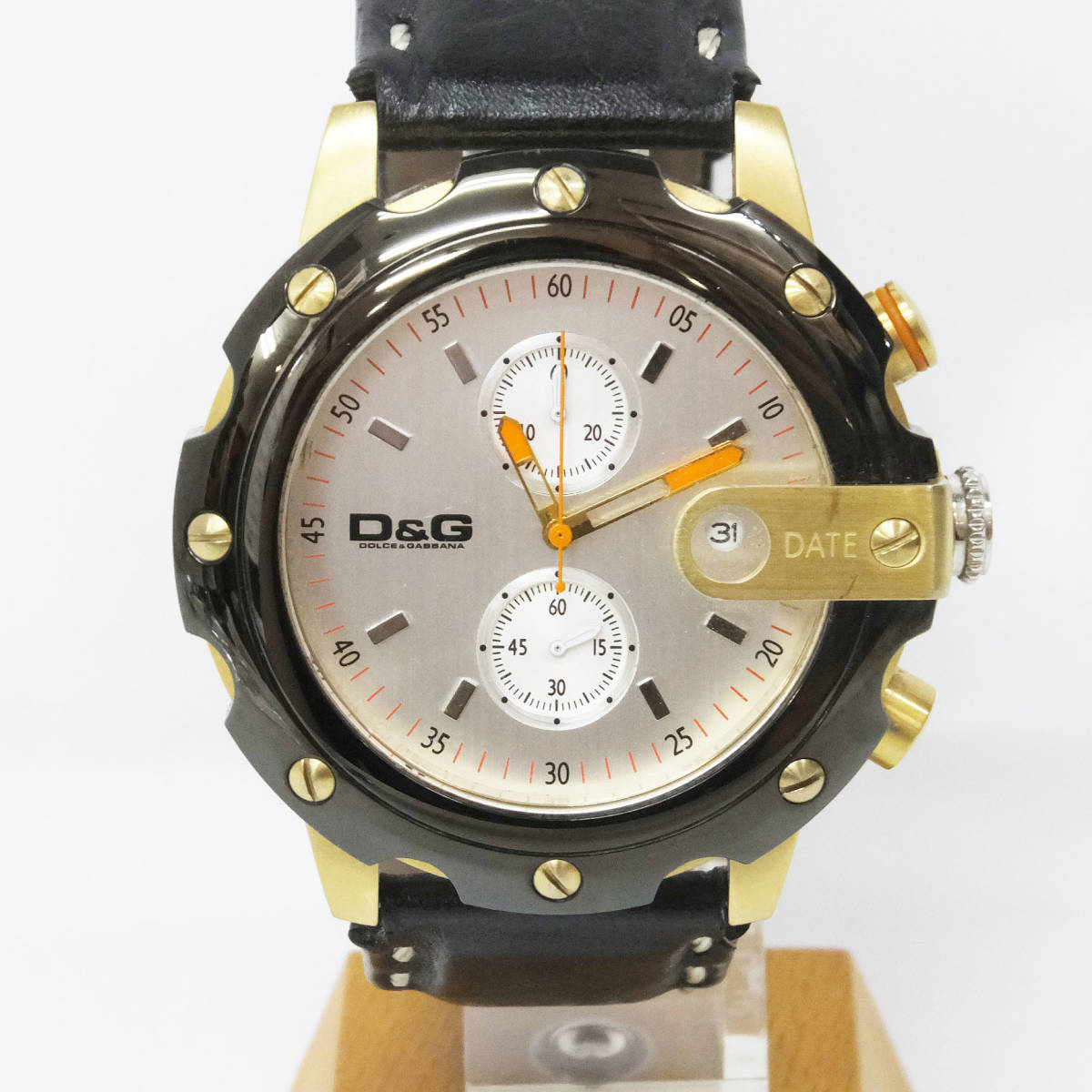1円 稼働 DOLCE＆GABBANA D&G TIME ドルチェ＆ガッバーナ クォーツ腕時計 メンズ クロノグラフ デイト 10ATM ...