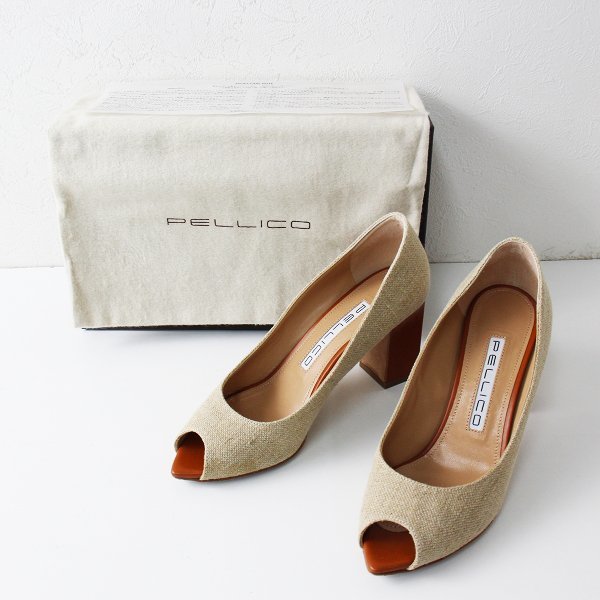 PELLICO ペリーコ リネン オープントゥ パンプス 35.5/ベージュ チャンキーヒール 2400012971417(ベージュ系)｜売買されたオークション情報、yahooの商品情報を ...