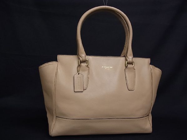 1円 COACH コーチ 24201 レガシー キャンダス レザー ショルダー トート ハンドバッグ 肩掛け レディース ベージュ系 ...
