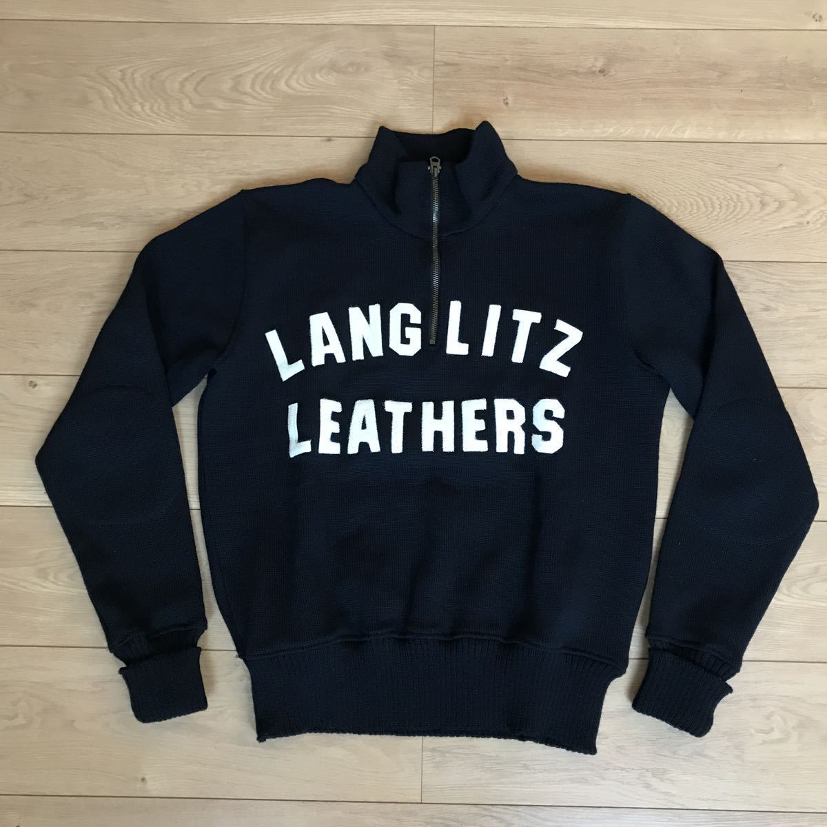 LANGLITZ LEATHERS DEHEN モーターサイクルニット M NAVY ラングリッツレザーズ デーヘン ウール TALON ...