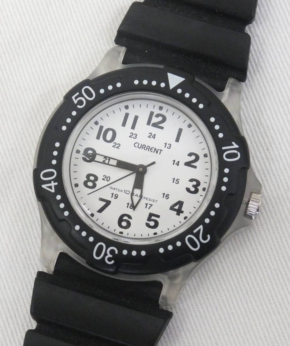 SEIKO CURRENT セイコーカレント ダイバータイプ 3針クォーツ腕時計 Y121-AR00 MOV'T JAPAN 回転ベゼル付 ...