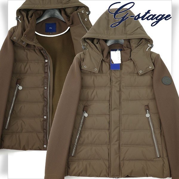 1円 g-stage ジーステージ メンズ 秋冬 ハニカムコンビダウンブルゾン 48 L ダウンジャケット 防寒 軽い カーキ 本物 3320 ...