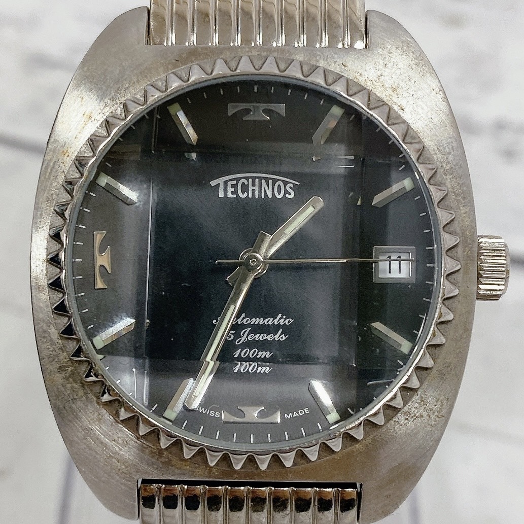 テクノス TECHNOS 11.82010 3針 アナログ 自動巻き 腕時計 黒文字盤 カレンダー 稼働品 7760(セイコー)｜売買されたオークション情報、yahooの商品情報をアーカイブ ...