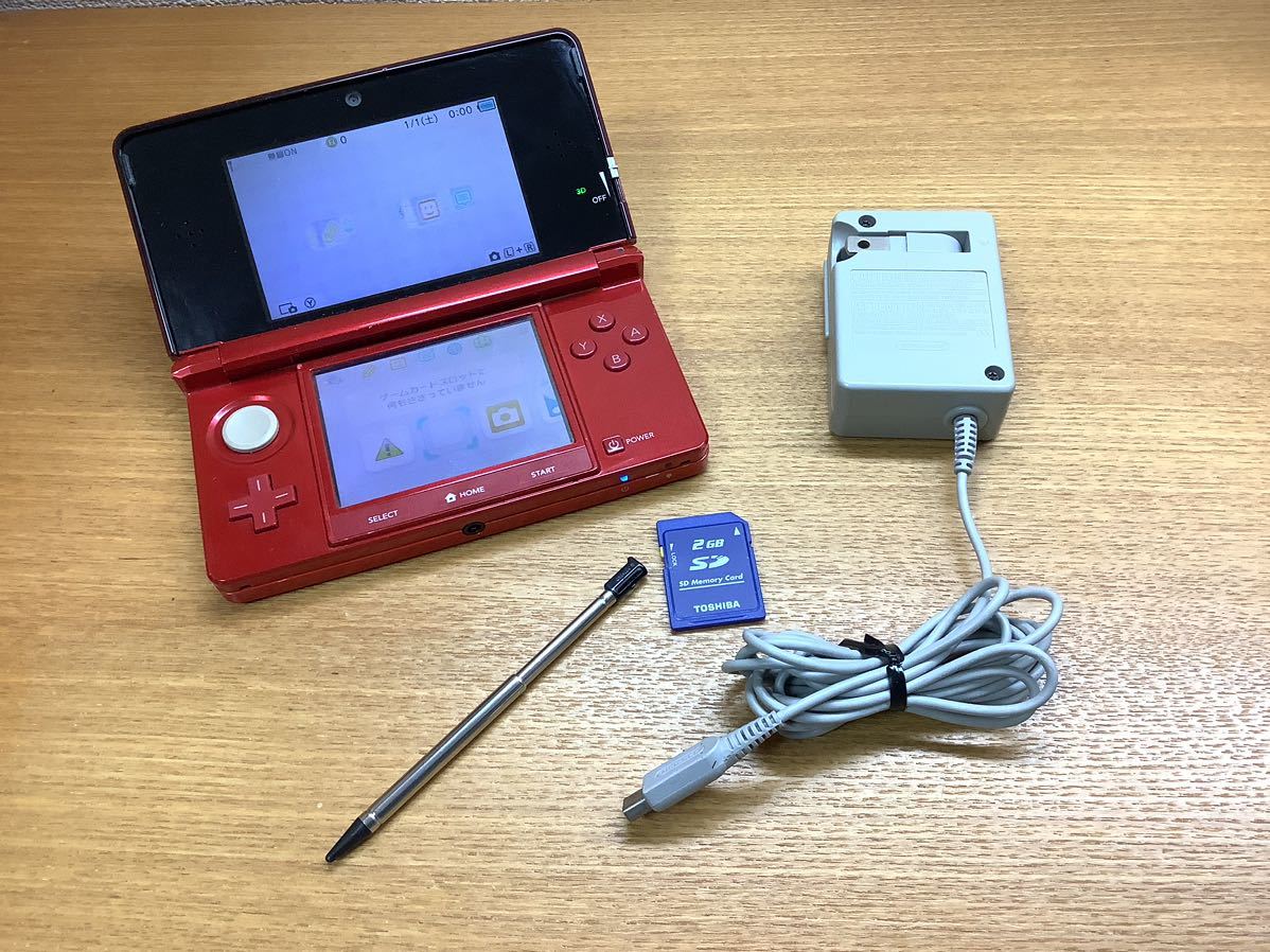 み ニンテンドー3DS 本体 レッド CTR-001 ACアダプター 充電器 1円スタート 任天堂 Nintendo 3DS(ニンテンドー ...