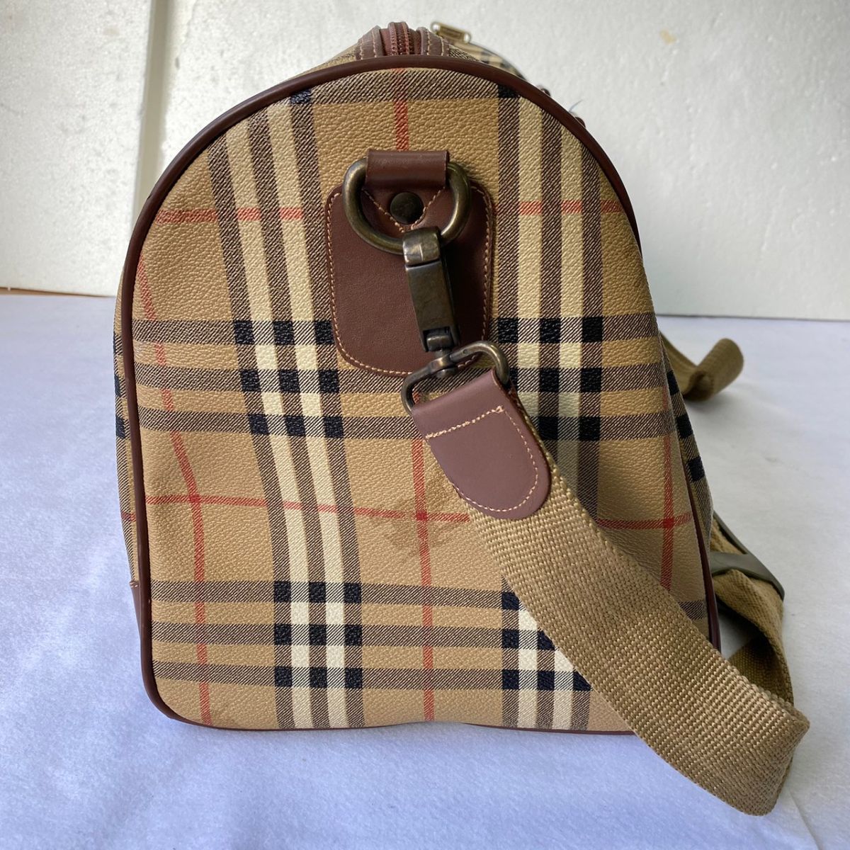 N323-B63-14 Burberrys バーバリーズ ノバチェック 2WAY ボストンバッグ 旅行カバン ショルダー ハンド ベージュ系 約30×50×23㎝ ②(ボストンバッグ)｜売買さ ...