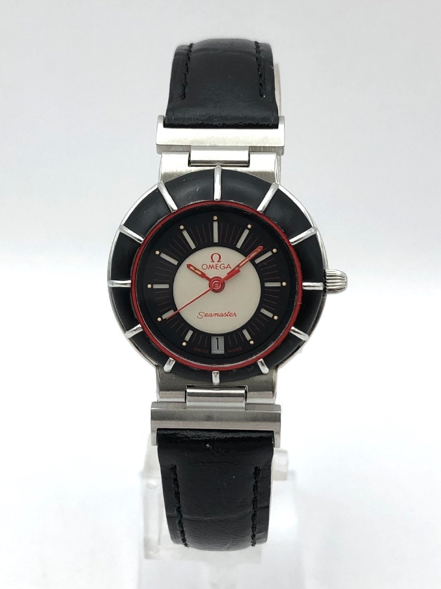 1円 /OMEGA/オメガ/Seamaster/シーマスター/DYNAMIC/ダイナミック/1426/デイト/黒文字盤/クォーツ/レディース腕 ...